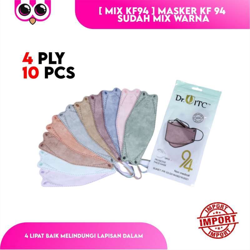 Jual [ Mix Kf94 ] Masker Kf 94 Sudah Mix Warna 1 Pack Isi 10 4 Ply Sachet Masker Korea 3d Di ...