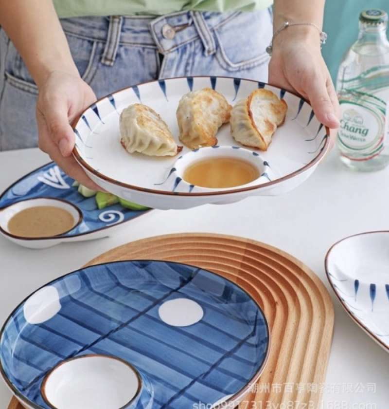 Jual Piring Makan Keramik Snack Plate Piring 2 In 1 Piring Cafe Di ...