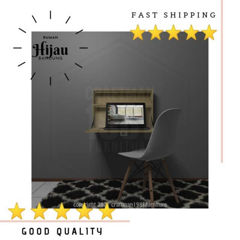 Promo Meja Tempel/Meja Belajar/Rak Buku Wall Mounted Ukuran 60X40Cm ...