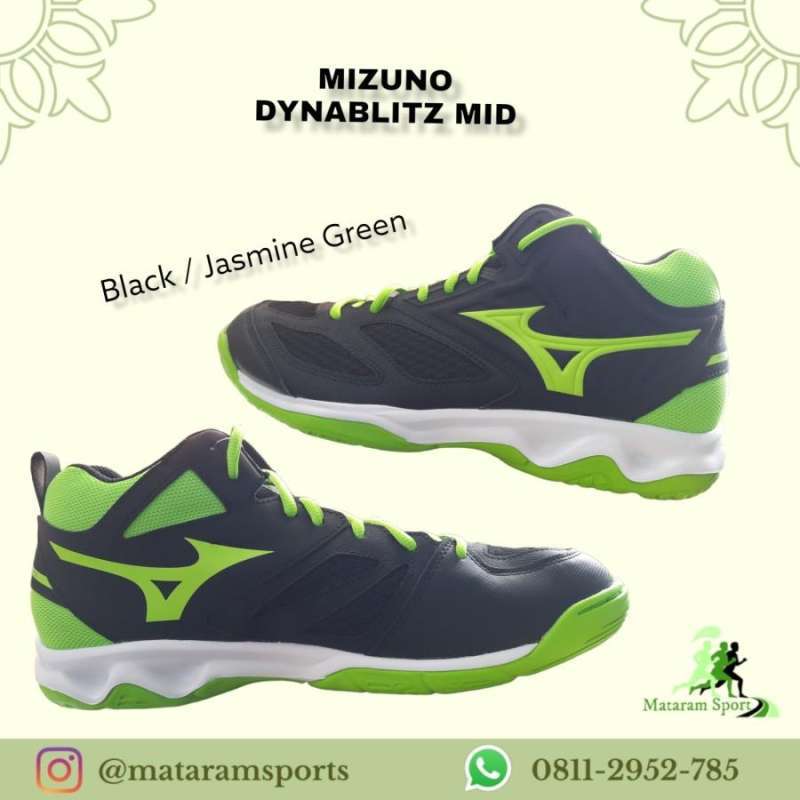 Jual Sepatu Volley Mizuno Dynablitz MID Black Jasmine Green Original di ...