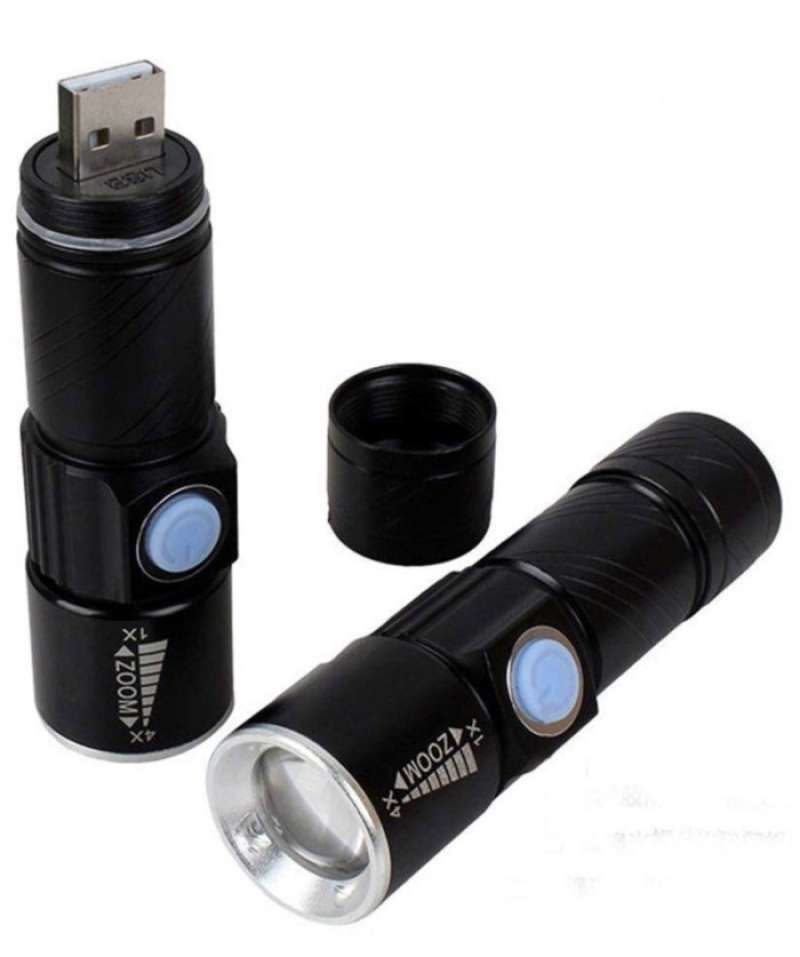 Jual Mini LED Flashlight Rechargeable 350 Lumen, Focus Zoom Senter ...