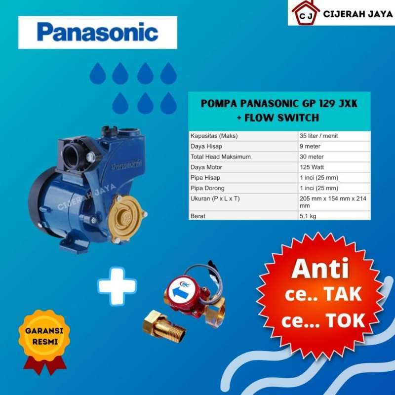 Jual PANASONIC POMPA BOOSTER GP 129 JXK + FLOW SWITCH 1X1 / POMPA ...