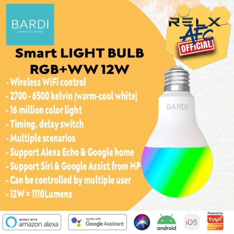 Promo Bardi Smart Light Bulb Rgb+ww 12w Wifi Wireless Iot - Home ...