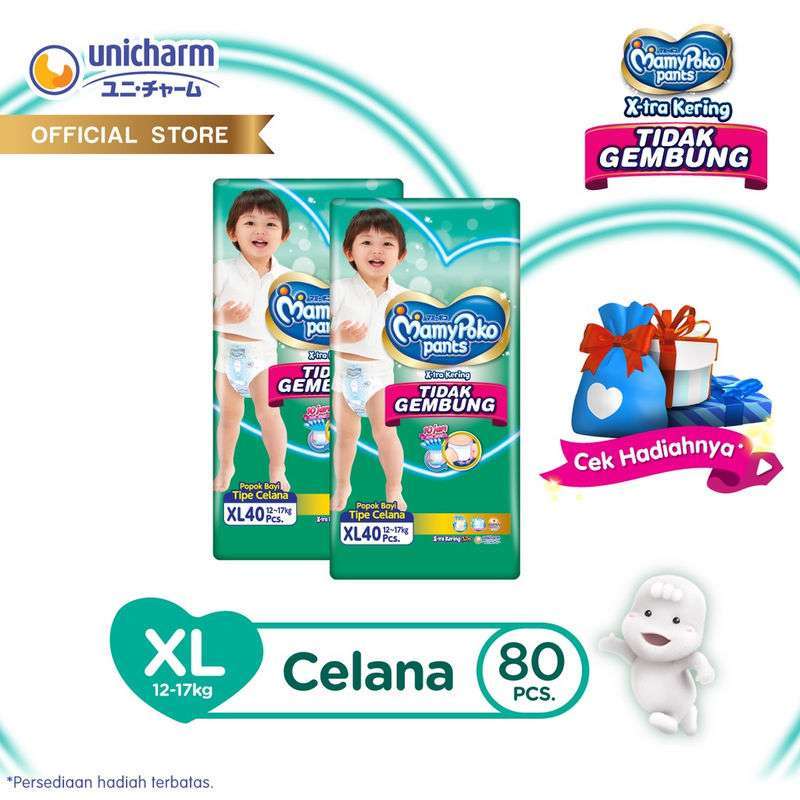 Jual MamyPoko Pants X-tra Kering Slim Tidak Gembung - XL 40 - Popok Celana - 2 Packs di Seller ...