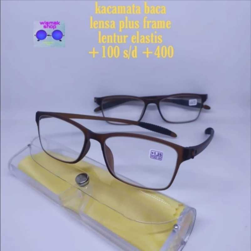 Promo Kacamata Baca Frame Elastis Lensa Ukuran Plus Free Case Dan Lap ...
