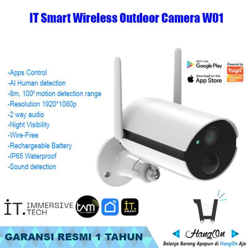 Promo It W01 Smart Outdoor Camera Cctv Wifi Wireless Fhd 1080p Ip65 Ip ...