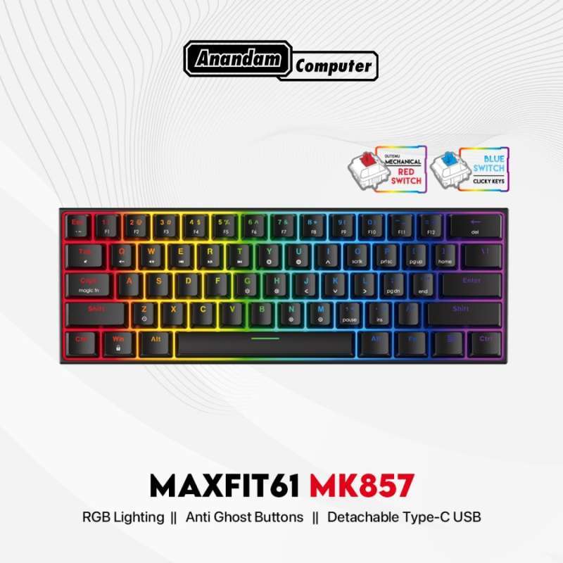 Jual Keyboard Fantech MAXFIT61 MK857 60% Hotswap Gaming Mechanical di ...