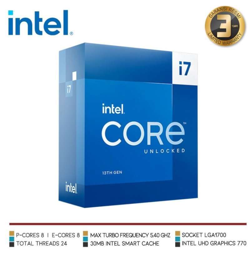 Jual INTEL CORE I7-13700K BOX CPU 5.4Ghz 16 Core (8P+8E) LGA 1700 Gen ...
