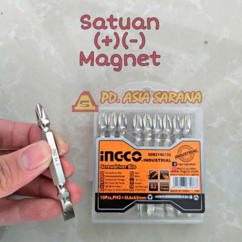 Jual [Satuan] Screwdriver Bit [PH2+SL6] INGCO SDB21HL133 Magnet Mata ...