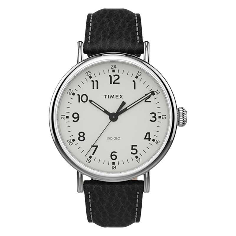 Jual Timex Standard TW2T90900 Men White Dial Black Leather Strap ...