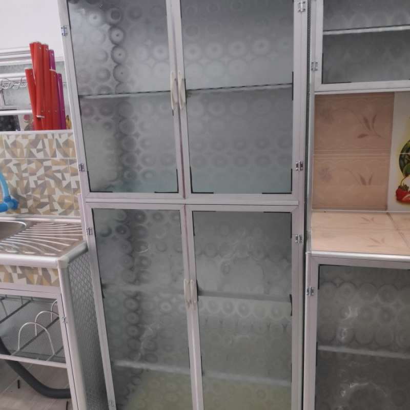 Promo Lemari Rak Piring Full Box Kaca 2 Pintu Diskon 23% di Seller ...