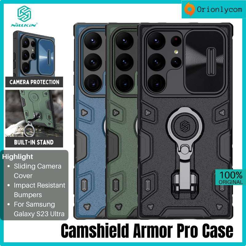Promo Case Samsung Galaxy S23 Ultra Nillkin Camshield Armor Pro Slide Camera Cover Stand Casing ...