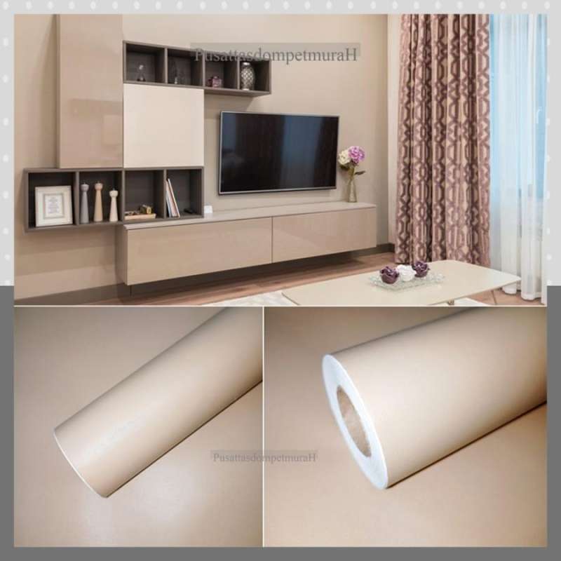 Promo Wallpaper Dinding Warna Polos Coksu Stiker Pvc Plapis Meja Kayu ...