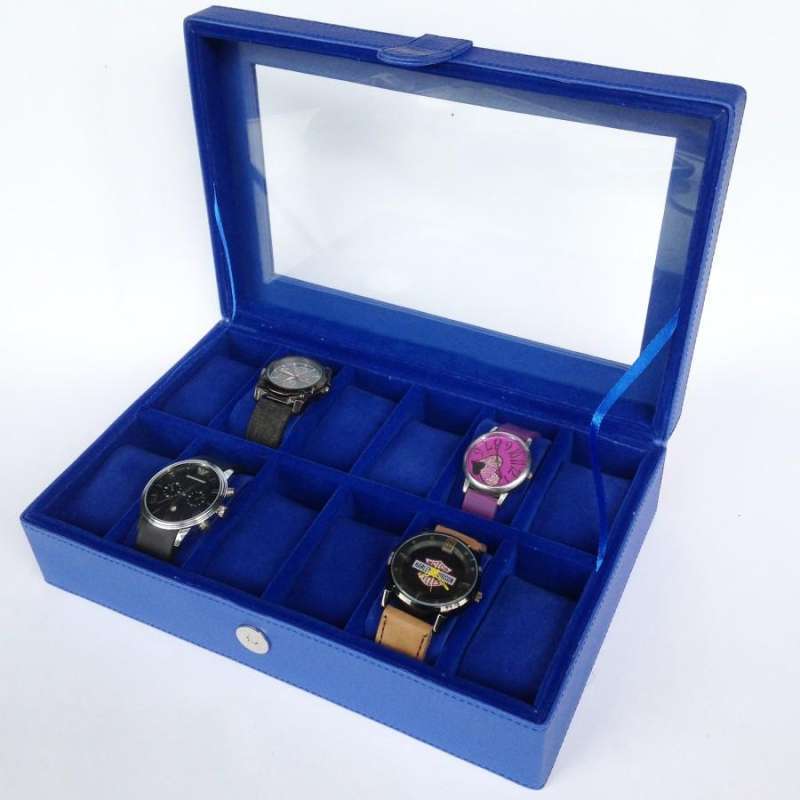Jual Kotak Jam isi 12 warna Biru / Box Jam / Tempat Jam Tangan / Watch ...