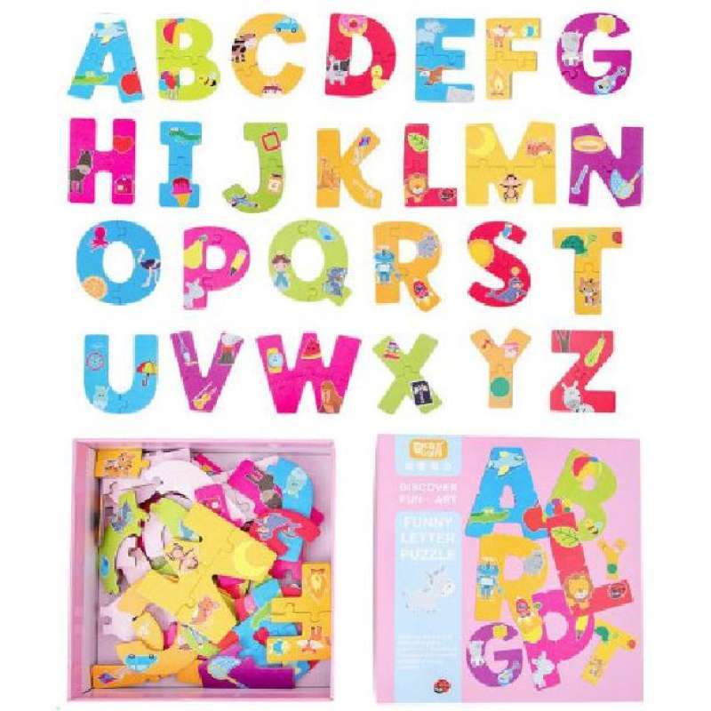Jual Funny Puzzle Dus - Puzzle Mencocokkan Huruf Dan Angka - Huruf Di ...