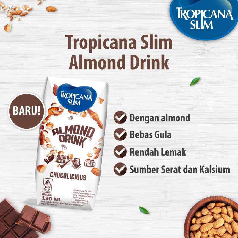Promo Tropicana Slim Almond Drink Chocolicious 190ml (4 Pcs) - Minuman Almond Ready To Drink ...