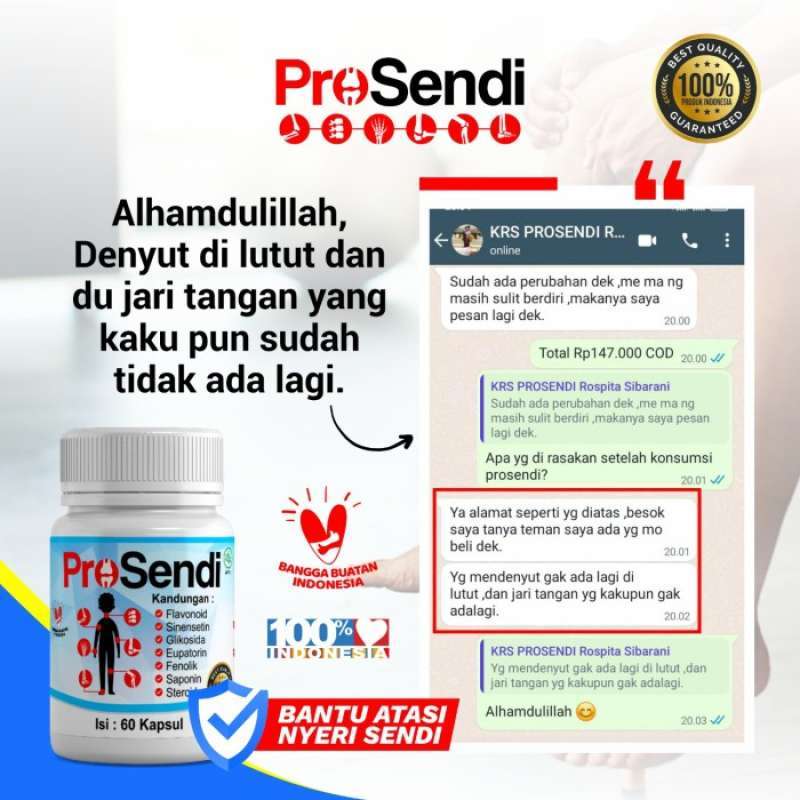 Jual Prosendi Vitamin Tulang Dan Sendi Isi 60kapsul Di Seller Nur Nur ...
