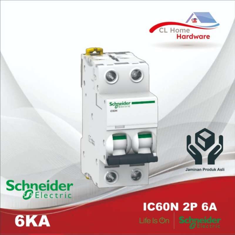 Promo Mcb Schenider Acti9 Ic60N 2P 2 Ampere S.D.50 Ampere Original Sni ...