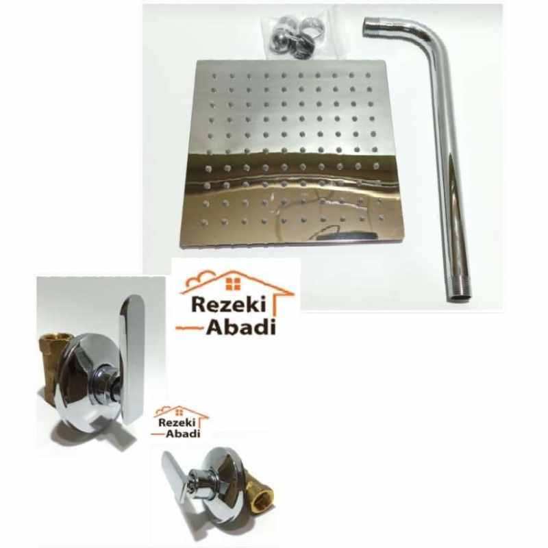 Promo Paket Bundling Shower Tembok Kotak Stainless dan Stop Kran Tanam ...