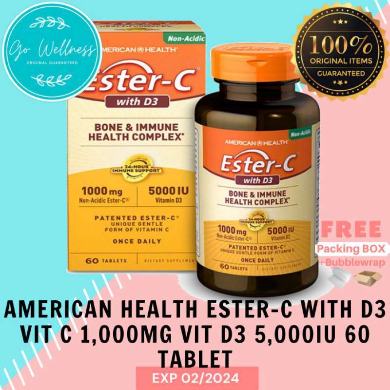 Promo AMERICAN HEALTH ESTER-C WITH D3 VIT C 1,000MG + D3 5,000IU 60 TABLET Diskon 33% di Seller ...