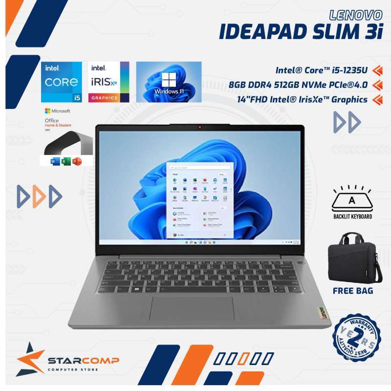 Jual LENOVO IdeaPad 3 14IAU7 Core i5-1235U 8GB 512GB SSD IrisXe 14 FHD ...