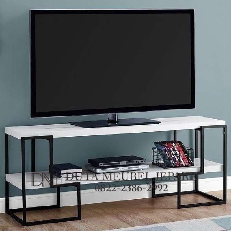 Jual Furniture - Meja Tv Minimalis Putih Duco Kombinasi Besi Hitam ...