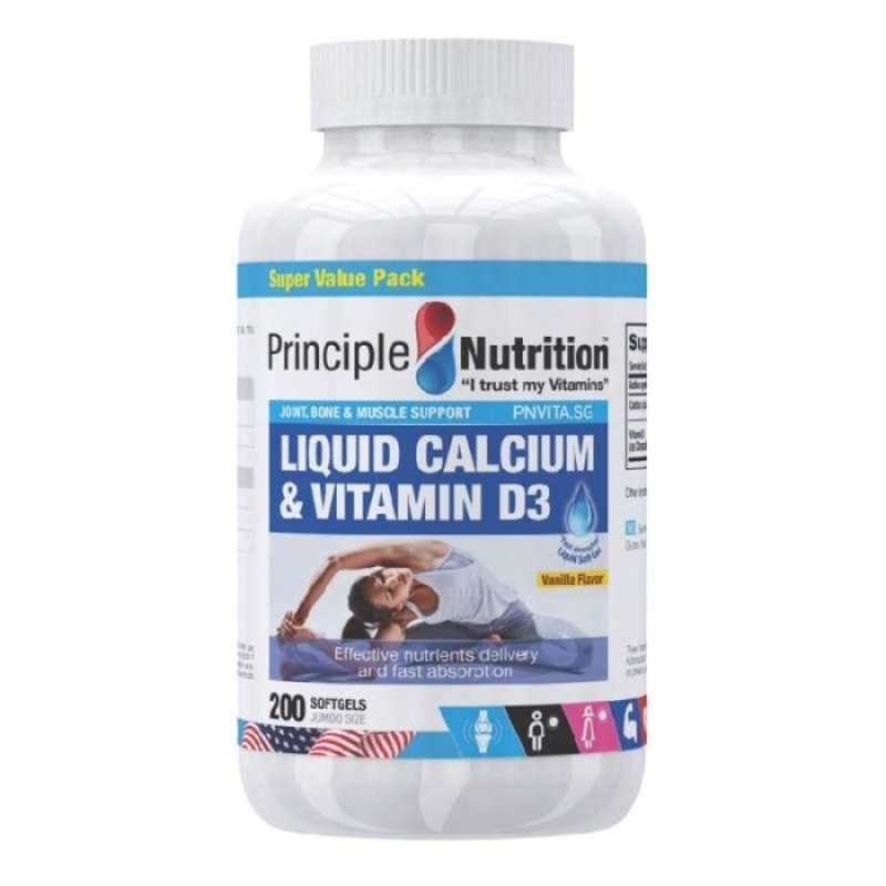 Promo PRINCIPLE NUTRITION Liquid Calcium & Vitamin D3 200s Diskon 33% ...
