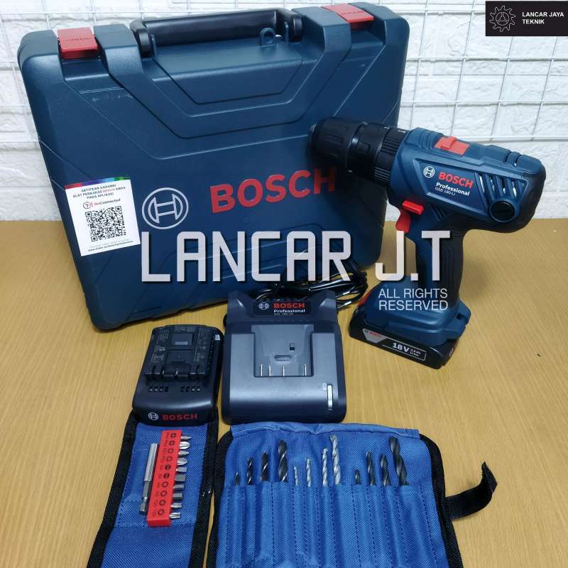 Promo Bor Baterai Tembok Beton BOSCH GSB 180 LI Impact Cordless Drill ...