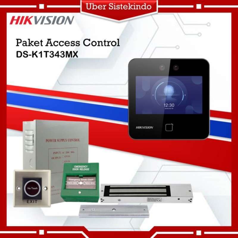 Promo PAKET ACCESS DOOR HIKVISION DS-K1T343MX FACE RFID ACCESS CONTROL ...