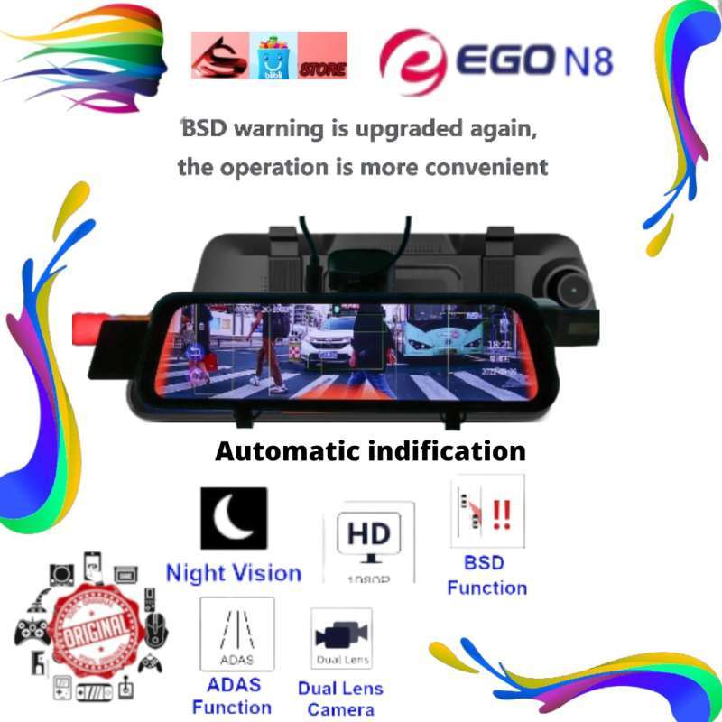 Promo Ego N8 Mirror Dashcam Camera Wifi Adas Bsd Function Dvr Kamera ...