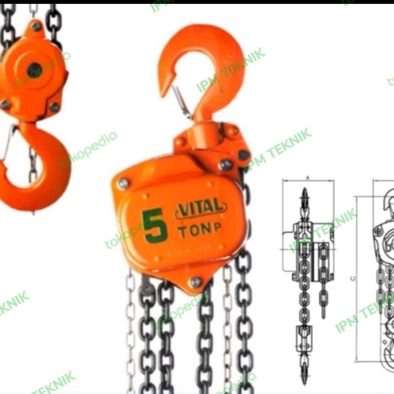 Promo VITAL Chain block 5 ton x 5meter VP5-50 chain hoist takel ...