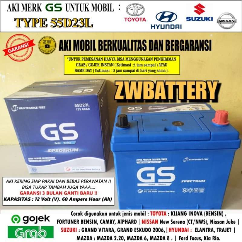Promo Aki 55D23L GS MF 12 Volt 60 Ampere Diskon 23% di Seller Makarena ...