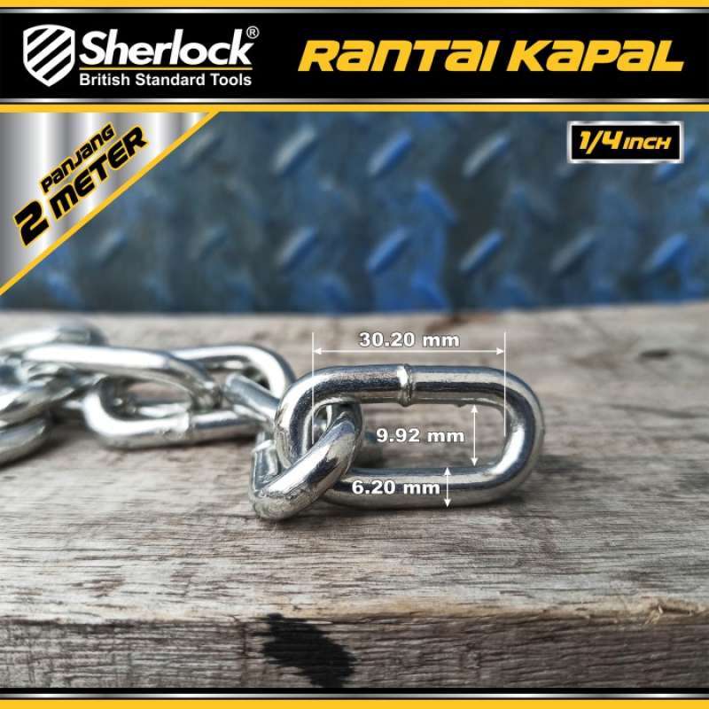 Jual Rantai Besi / Kapal Galvanized 6 mm ( 1/4 inch ) panjang 2 meter ...