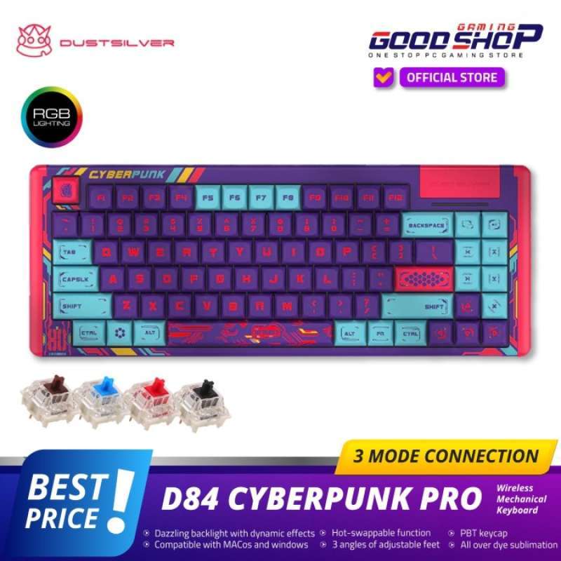 Promo Dustsilver Cyberpunk Pro TKL Hotswap RGB Backlit Wireless ...