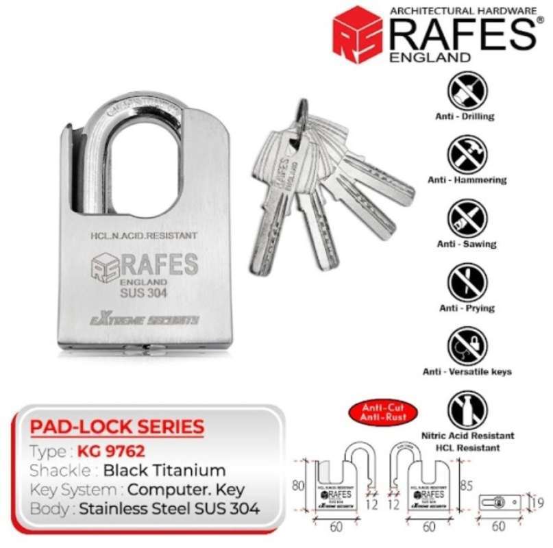 Promo Gembok Black Titanium 60mm / Pad Lock Series / RAFES ENGLAND - KG ...