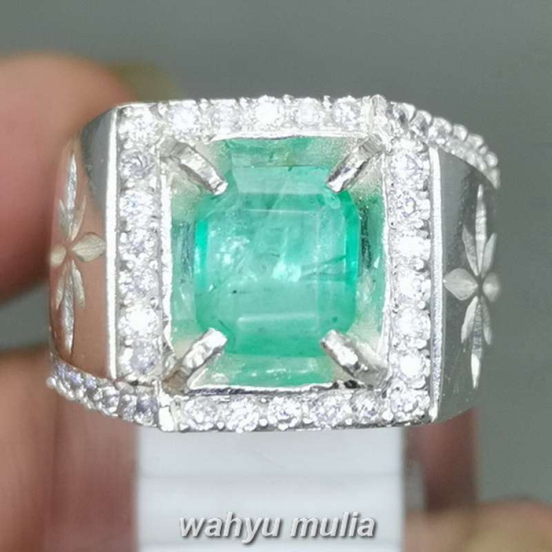 Promo Natural Emerald Beryl Colombia Bersertifikat Ring Perak Kode 2150 ...