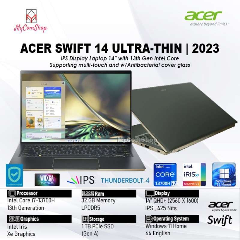 Jual Acer Swift 14 Sf14-71t I7-13700h 32gb Ram 1tb Ssd Intel Xe 14 Qhd+ Di Seller Mycomshop ...