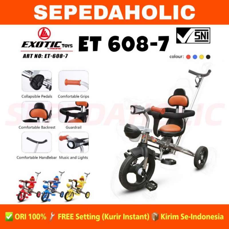 Promo Sepeda Roda Tiga 3 EXOTIC ET 608 7 Kursi Putar Tricycle Stroller ...