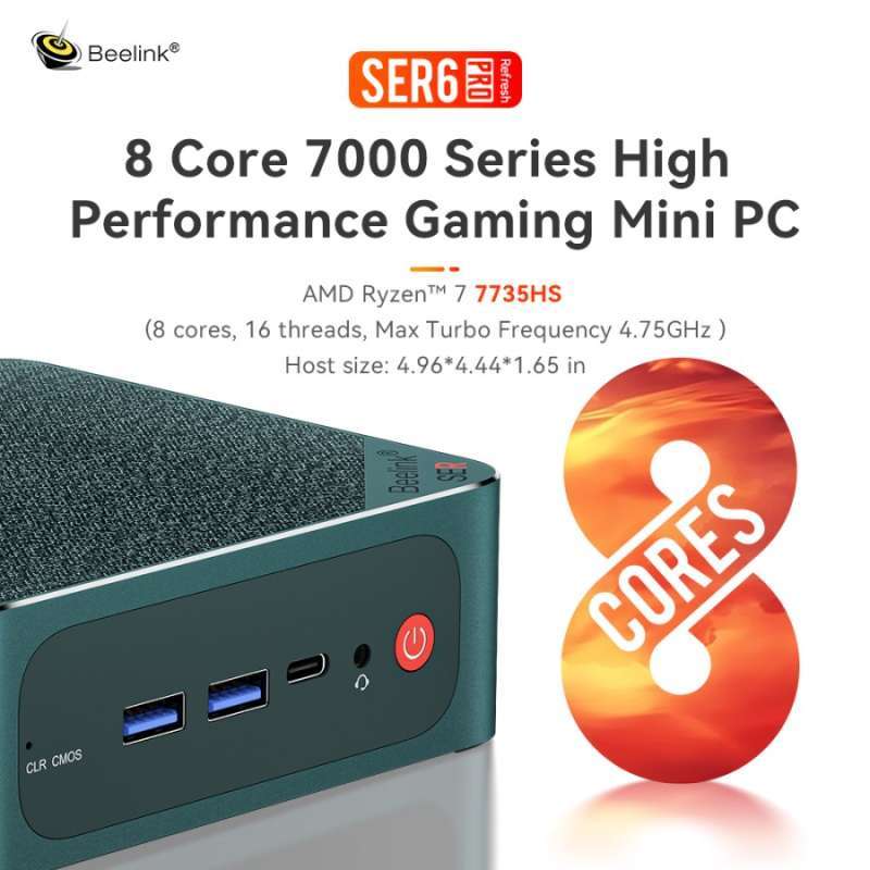 Jual Beelink SER6 Pro 7735HS AMD Ryzen7 32GB/500GB NVME Gaming Windows ...