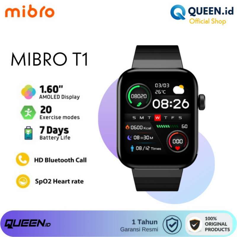 Promo MIBRO T1 Smartwatch AMOLED Display Bluetooth Phone Call SpO2 2ATM ...