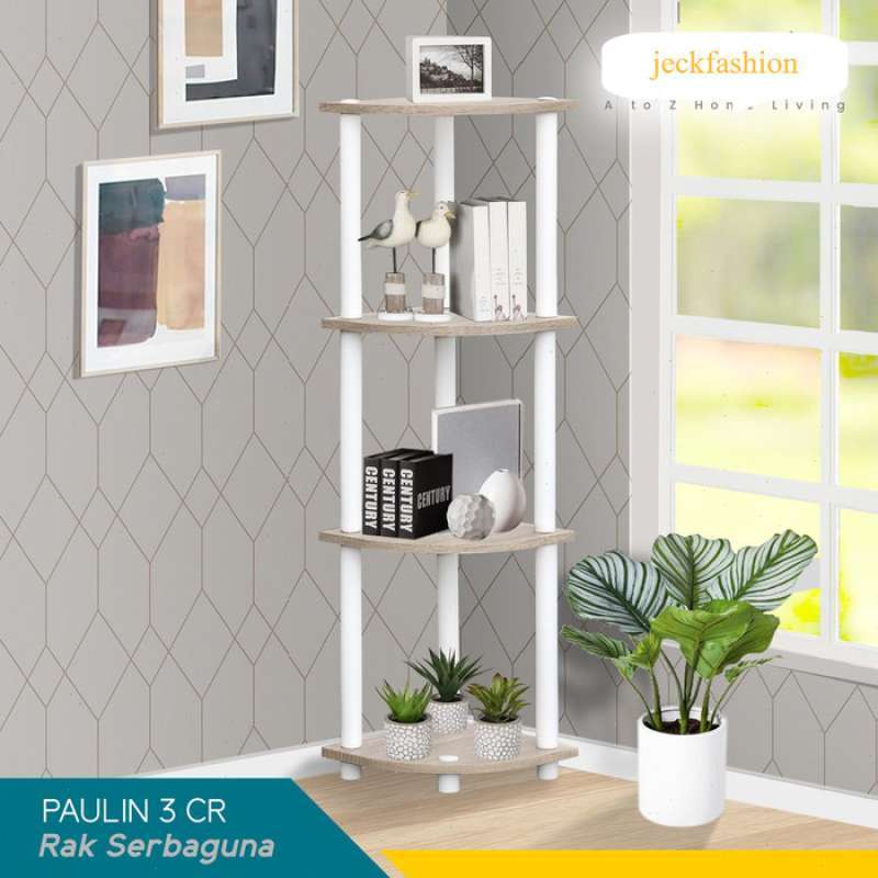 Promo Rak Minimalis 3 Susun Bentuk Sudut Multipurpose Corner POUL Putih ...