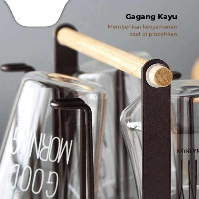 Promo Rak Gelas Minimalis Besi +kayu Impor Diskon 24% Di Seller Rumahku ...