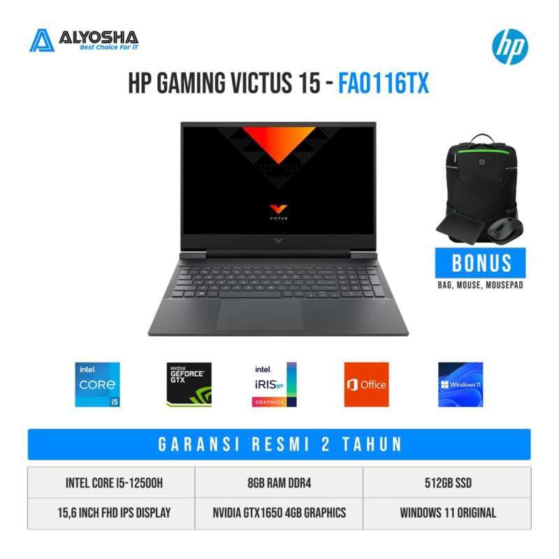 Jual HP VICTUS 15 FA0116TX CORE i5 12500H 8GB 512GB SSD GTX1650 4GB 144HZ WIN11 OHS2021 di ...