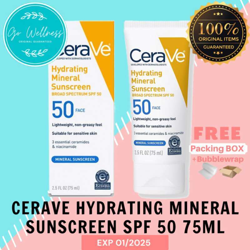 Promo Cerave Hydrating Mineral Sunscreen SPF 50 Face 75ml Diskon 33% di ...