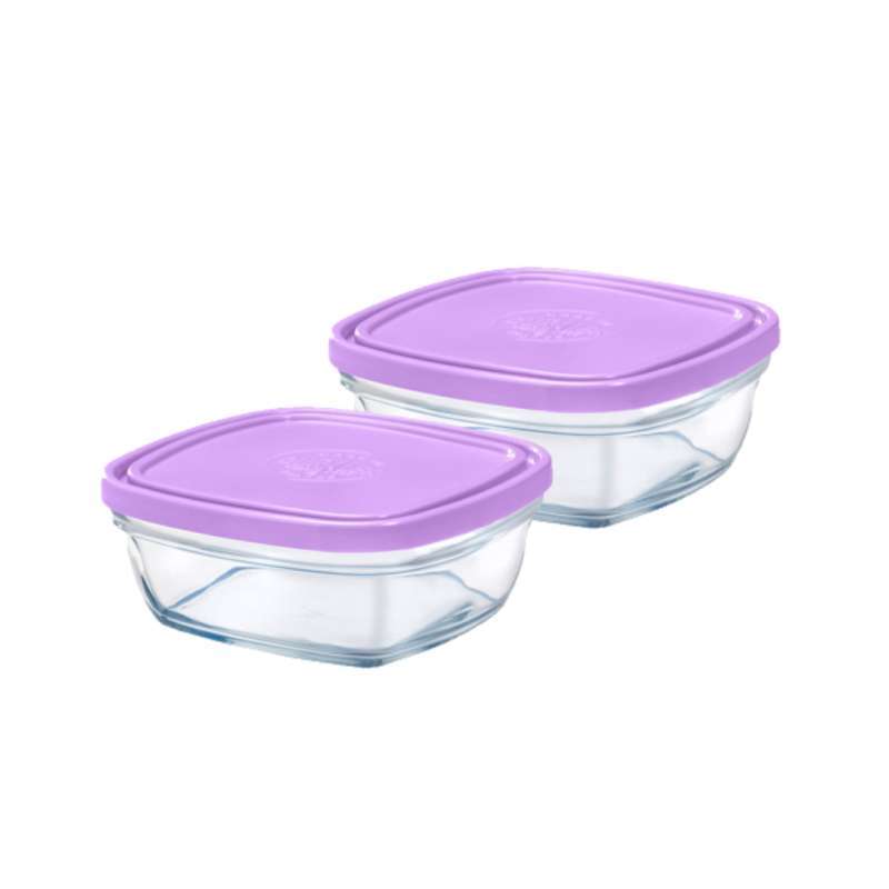 Jual Duralex Freshbox Square Bowl 17 cm with Purple Lid (Tempered Glass ...