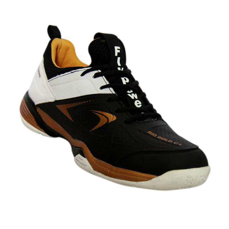 Jual Flypower Rio Gold C1 Sepatu Badminton (TA Series) - Black Gold di ...