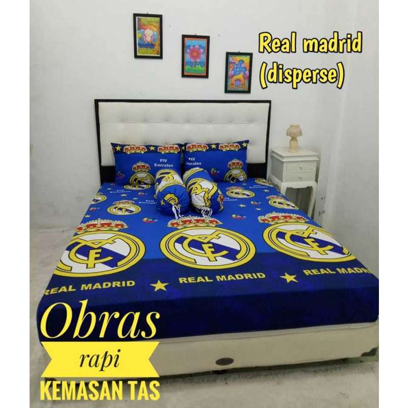 Jual Sprei Motif Bola Real Madrid Chelsea Mancester United Barcelona ...