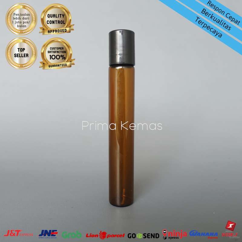 Jual Botol Roll On Kaca - Botol Roll On Amber 10 Ml Tutup Hitam - Botol ...