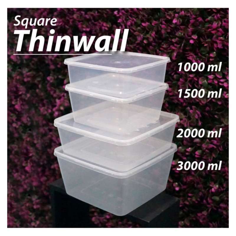 Promo Thinwall 3000ml 3000 Ml Isi 25pcs 25 Pcs Square Sq Thin Wall ...
