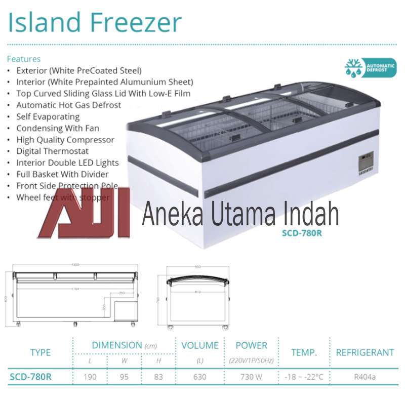 Jual Gea Scd-780r Island Freezer / Sliding Curve Glass Freezer ...